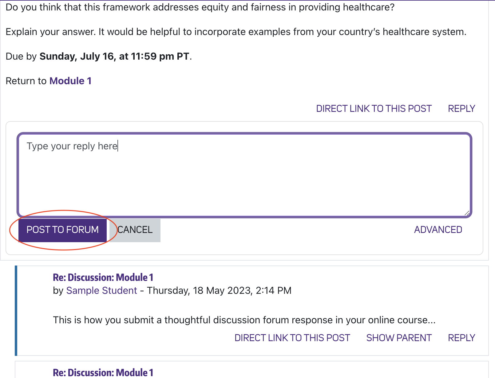 How to post in a discussion forum in Moodle